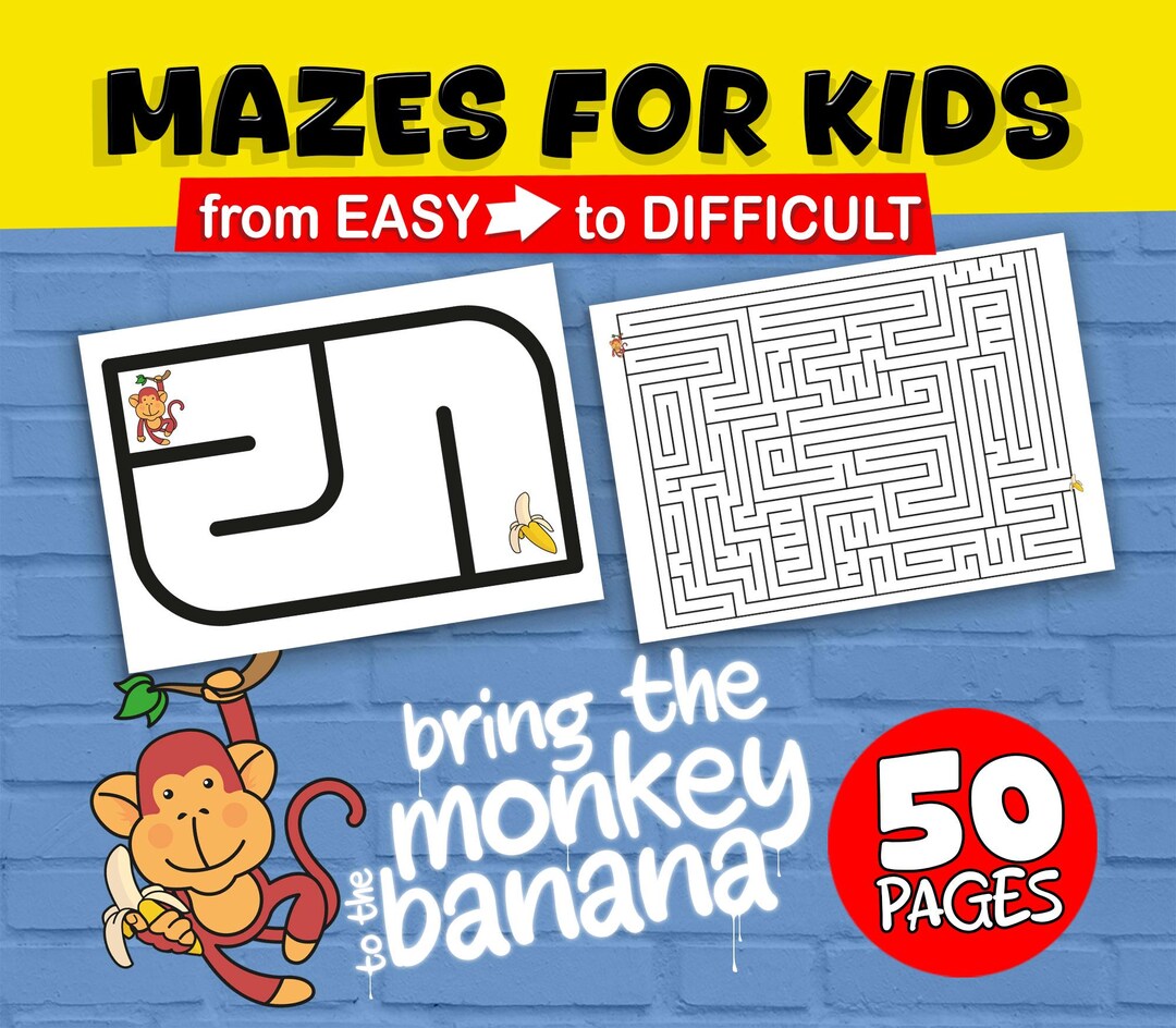 Printable Maze Puzzle Book for Kids – 50 Pages – Instant Download! From ...