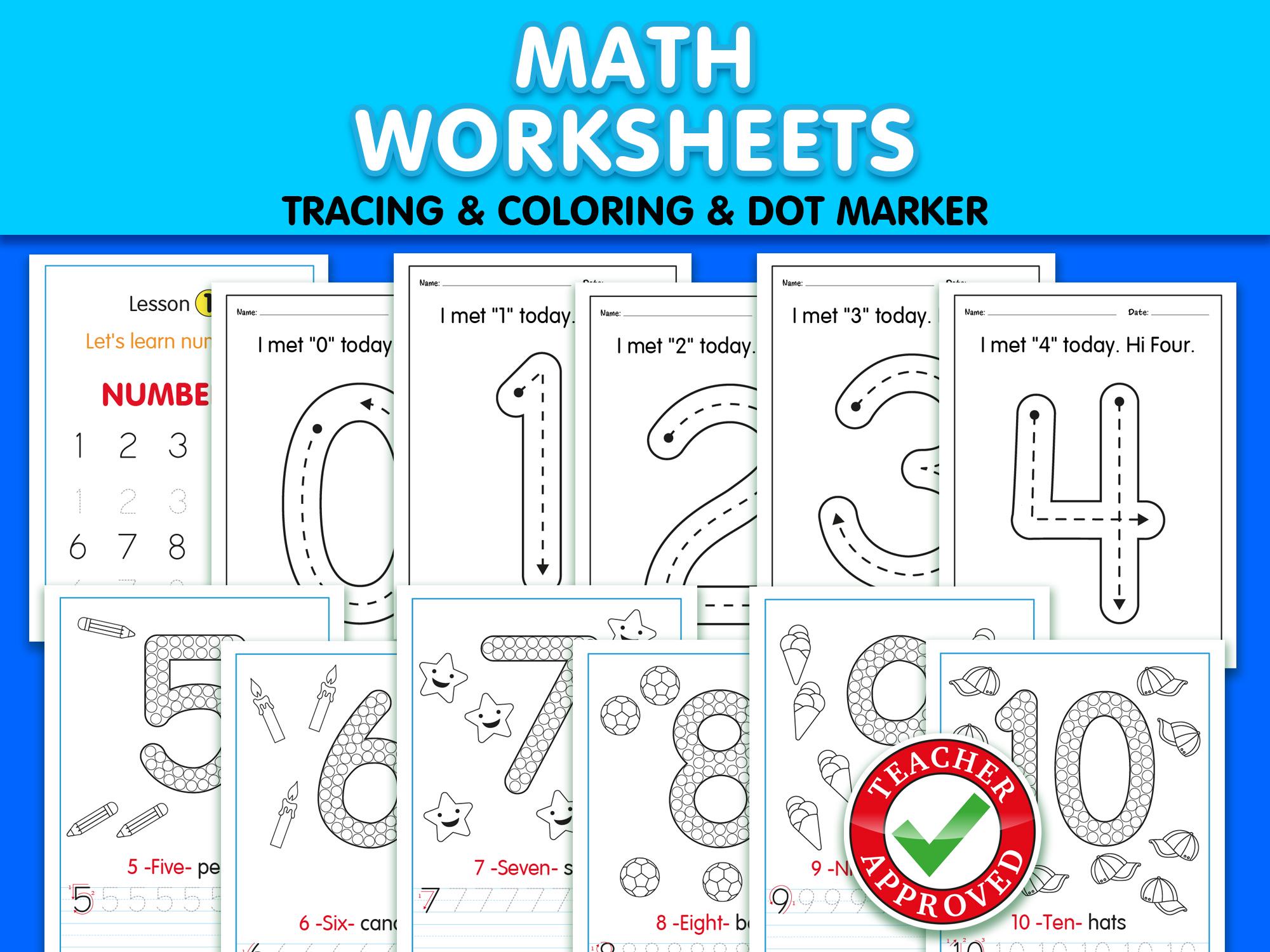 Preschool, Kindergarten Math Worksheets: Learn Numbers, Counting ...