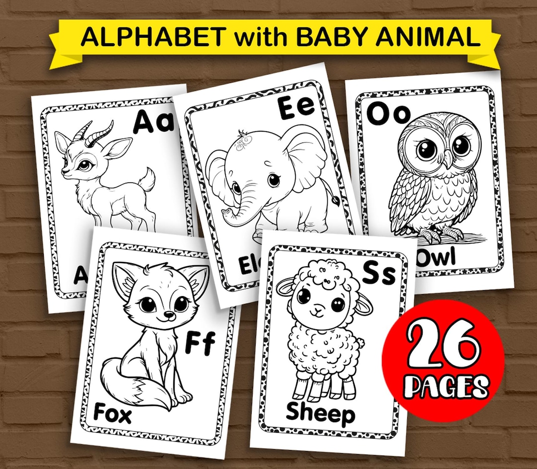 Alphabet Baby Animal Coloring Worksheets, Kindergarten, Toddler ...