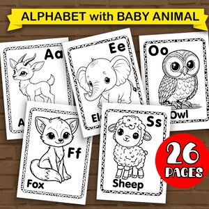 Alphabet Baby Animal Coloring Worksheets, Kindergarten, Toddler ...