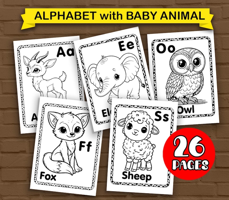 Alphabet Baby Animal Coloring Worksheets, Kindergarten, Toddler ...