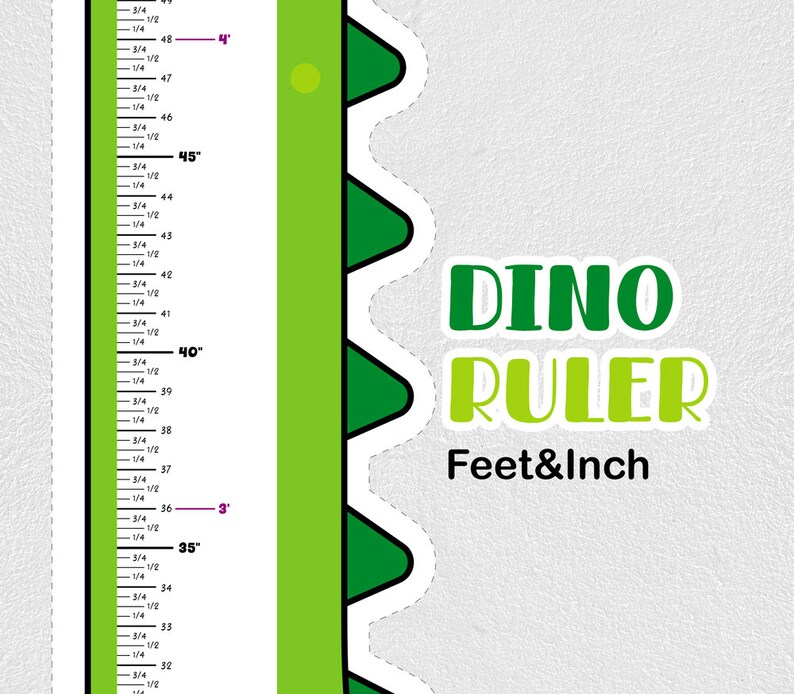 Dinosaur Height Chart for Kids | Printable Growth Ruler | Nursery Wall ...