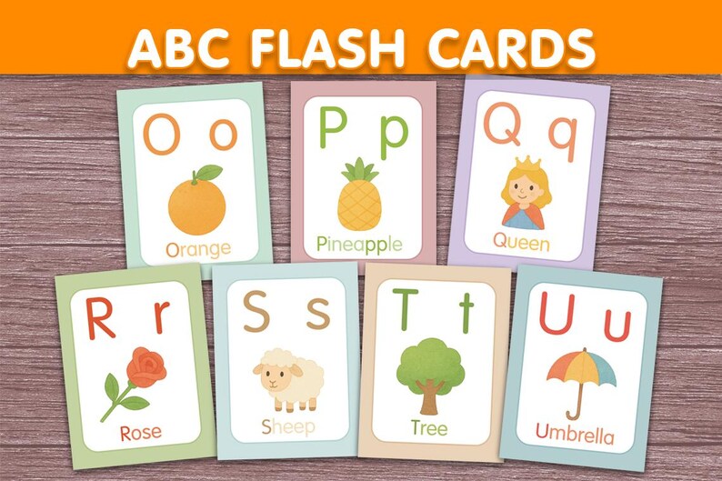 ABC Bildkarten: 26 Montessori Alphabet Karten mit Illustrationen ...