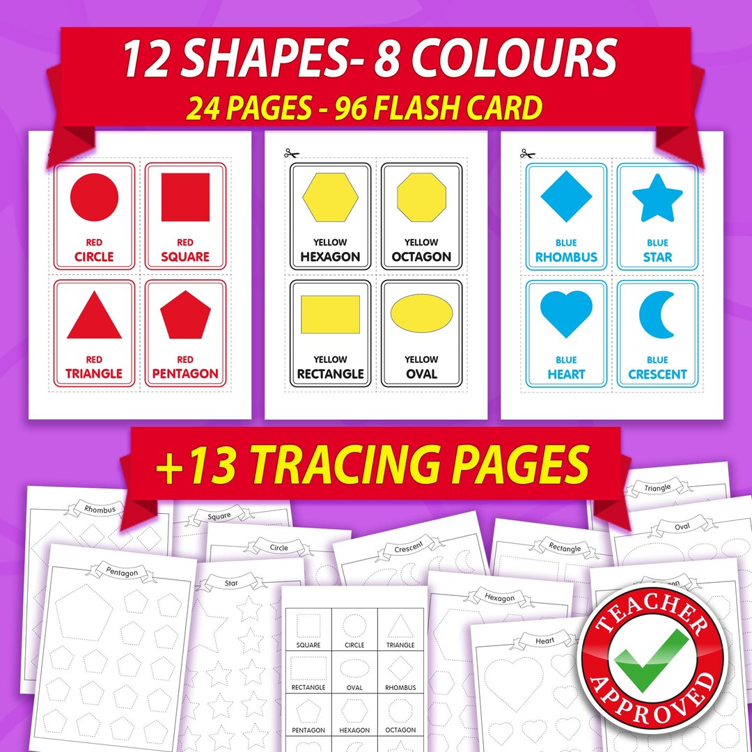 Shapes & Color Flashcard. Learning Shapes for Kids. Montessori ...