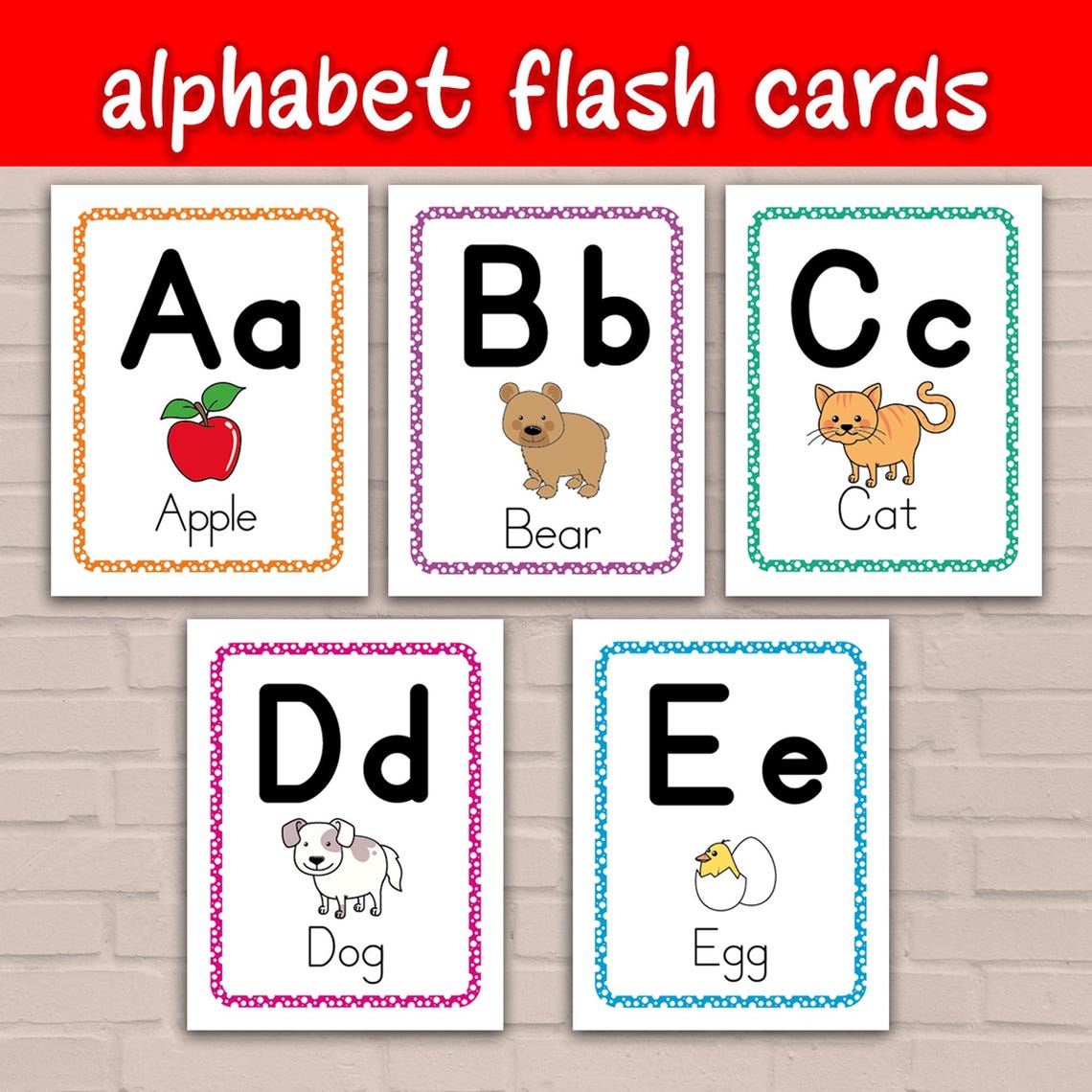 3 Sizes Alphabet Flash Cards Color Printable | Fun, Educational A-Z ...