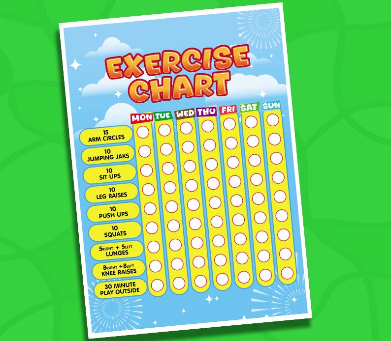 Weekly Exercise Chart for Kids. Printable at Home. Editable Planner ...