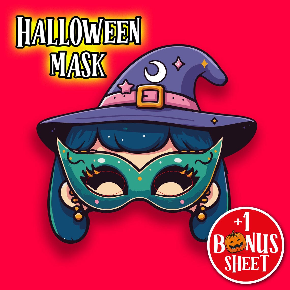 Máscara de bruxa para imprimir para crianças, fantasia divertida de ...