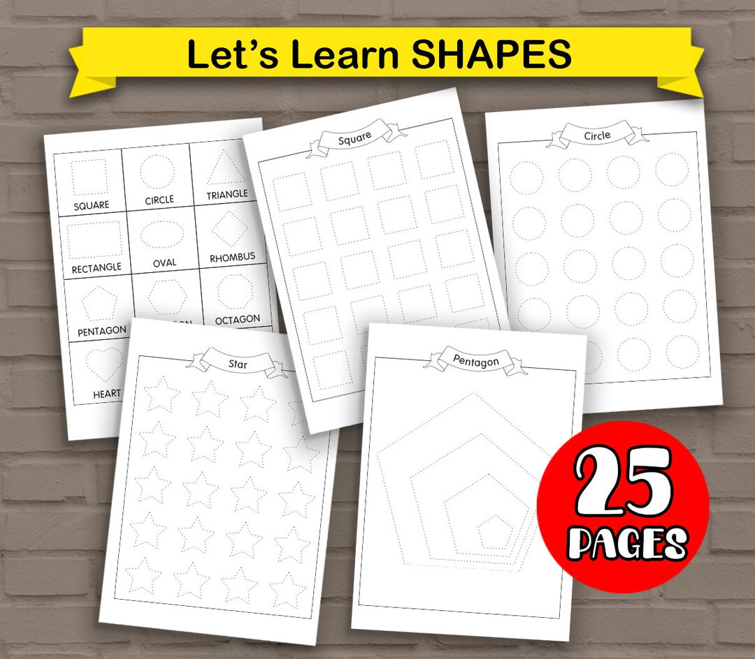 Basic Shape Tracing 25 Worksheets, Printable Activity Book, Homeschool ...
