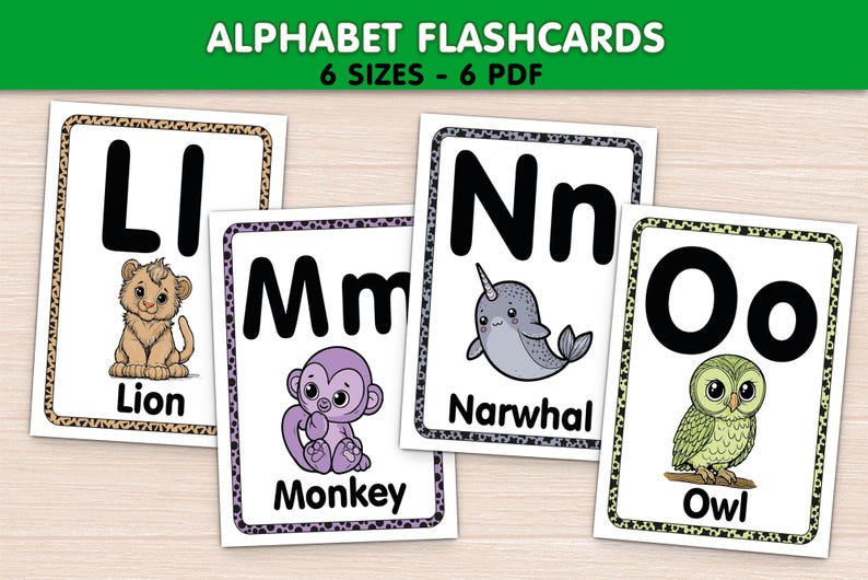 Montessori Alphabet Flashcards | Baby Animals Learning Set | +26 BONUS ...