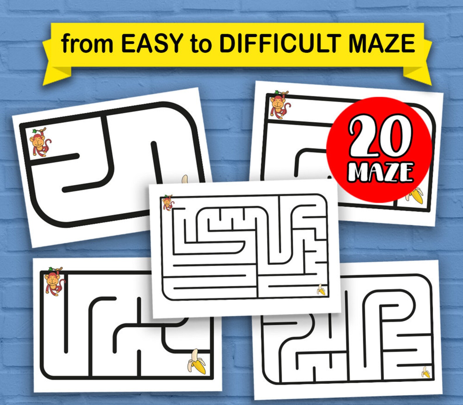 Exciting Maze Puzzle Book for Kids! Hours of Fun Inside! From Easy to ...