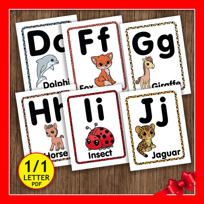 Alphabet Flashcards With Animal Babies | Printing Practice, A-Z Cards ...