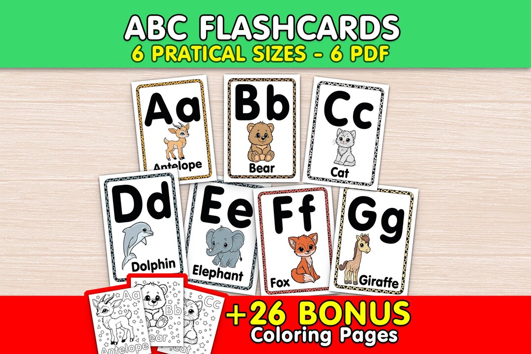 Montessori Alphabet Flashcards | Baby Animals Learning Set | +26 BONUS ...