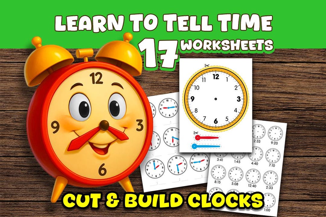 Telling Time Worksheets | Clock Activities, Cut & Build Clocks (PDF) - Etsy