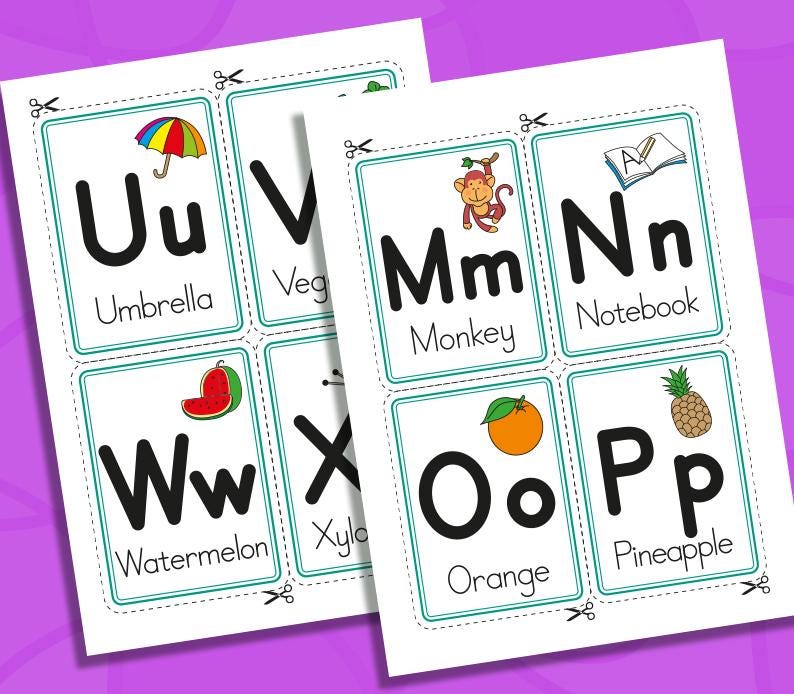 Alphabet Flashcards Color Printable | Fun, Educational A-Z Cards for ...