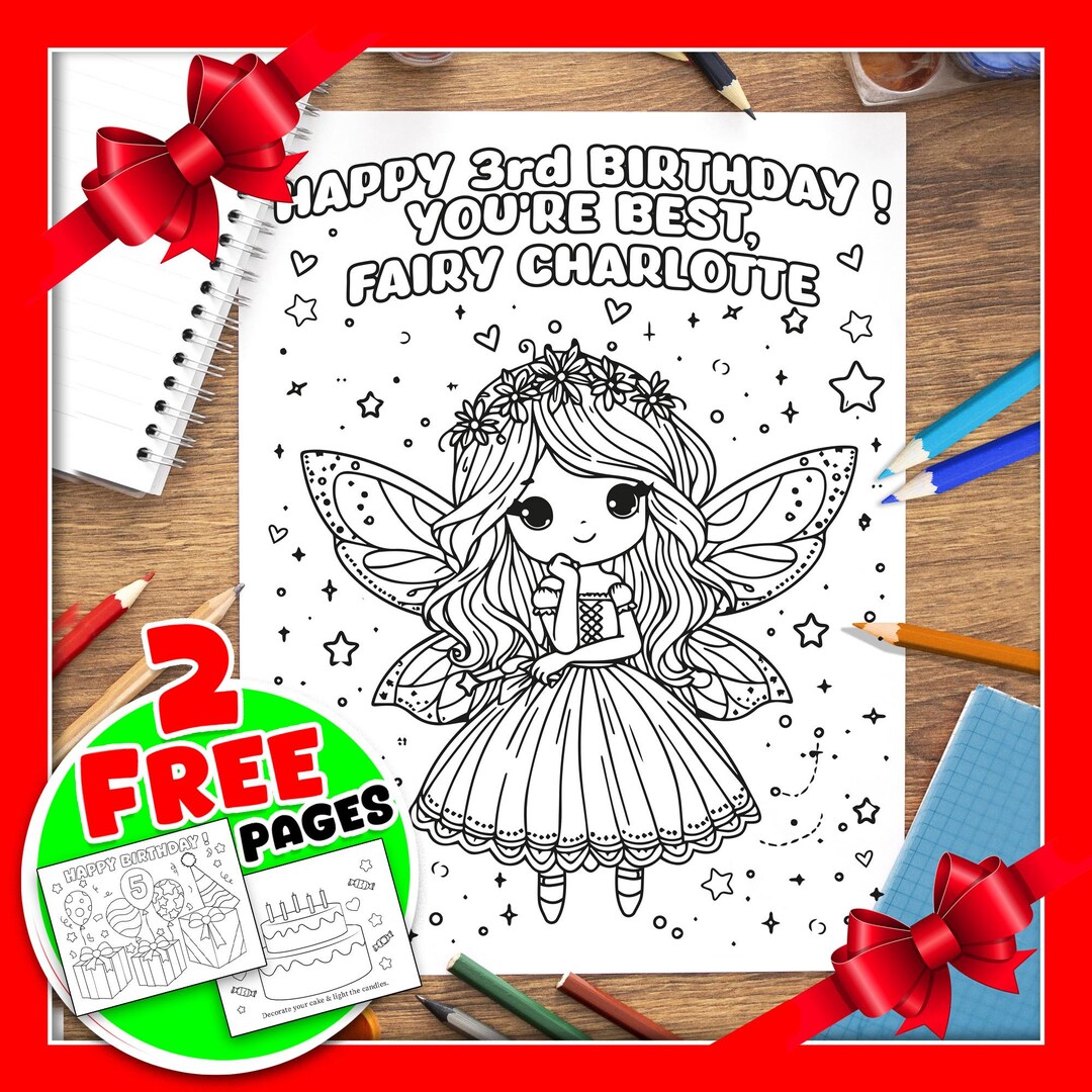 Personalized Birthday Coloring Sheet – Custom Name, Princess Themed ...