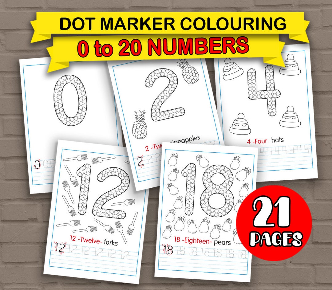 Numbers Dot Marker Coloring Pages, Dot Marker Activities for Toddler ...