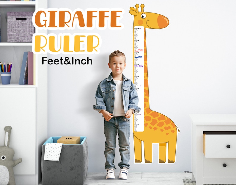 Growth Chart for Kids | Nursery Giraffe Wall Decor | High-res Vector ...