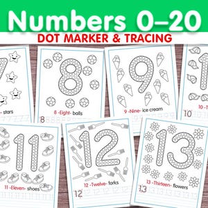 Number Dot Marker Worksheets 0-20, Preschool Number Tracing, Counting ...