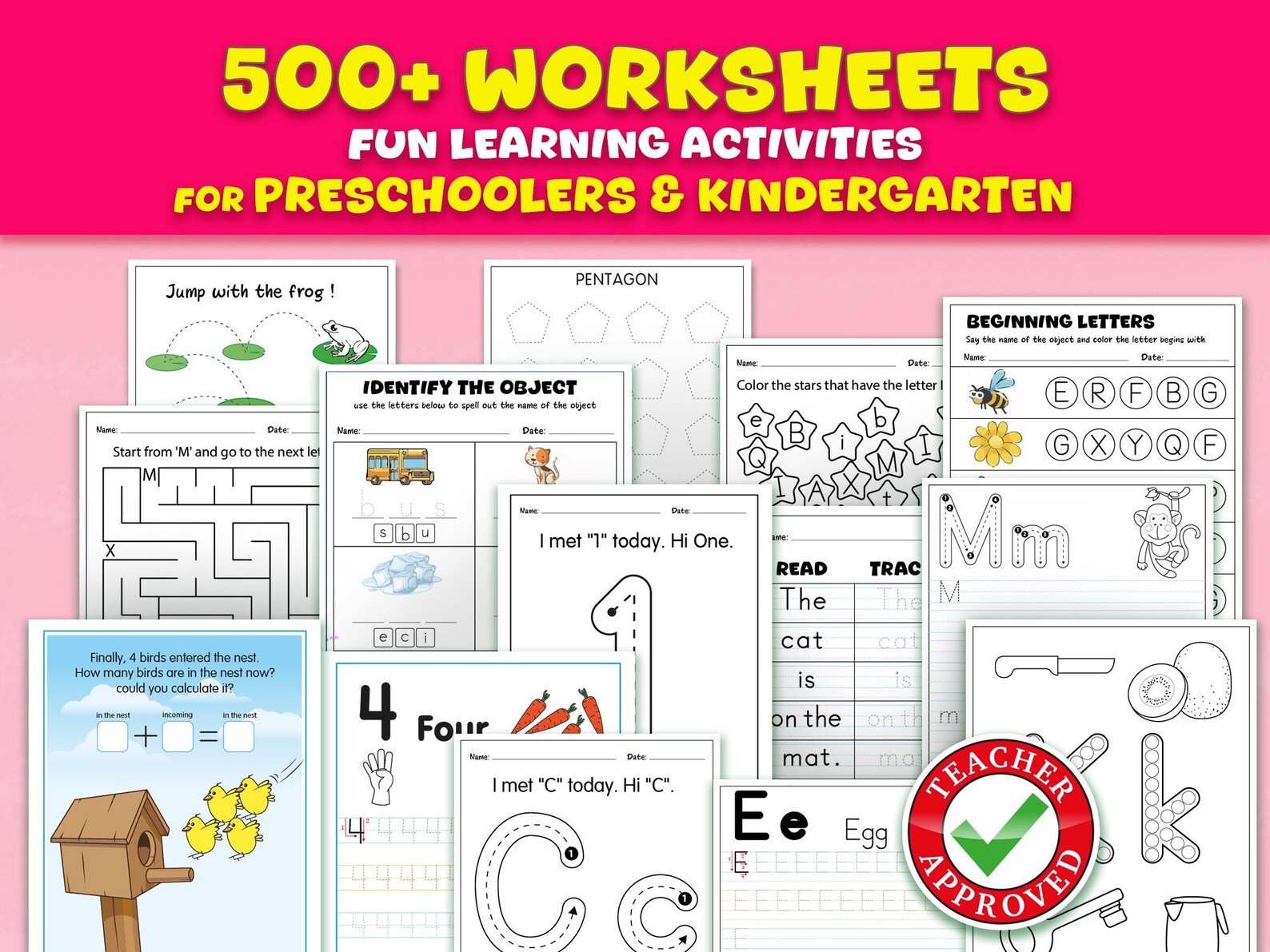 500+ Pages Preschool, Kindergarten Learning Bundle. Instant Download ...