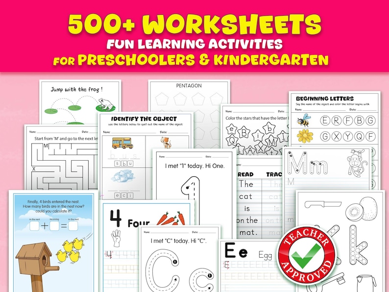 500+ Pages Preschool, Kindergarten Learning Bundle. Instant Download ...