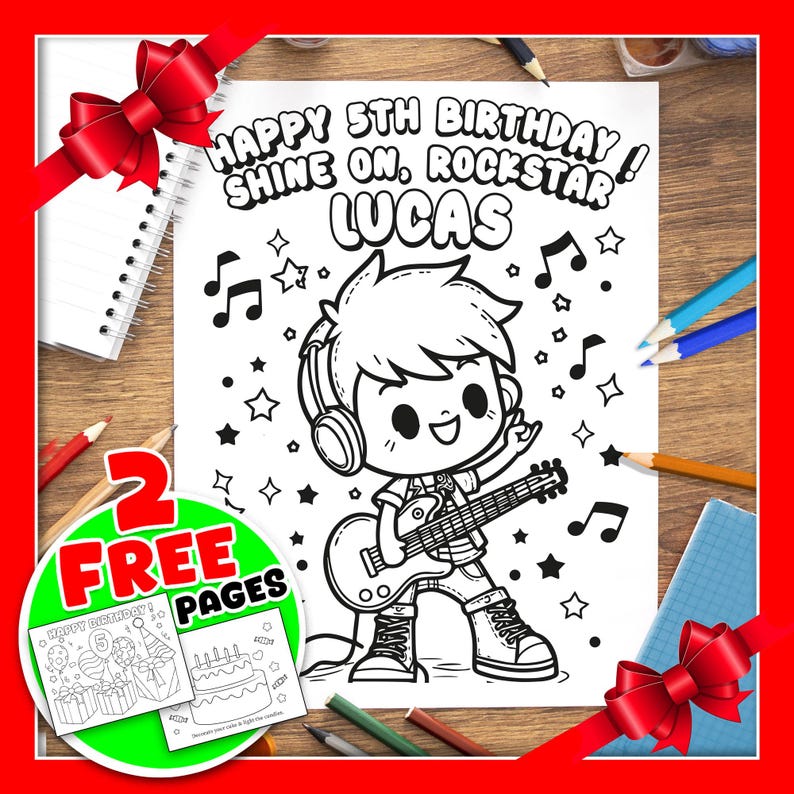 Personalized Birthday Coloring Page – Custom Name, Singer Themed, Cake ...