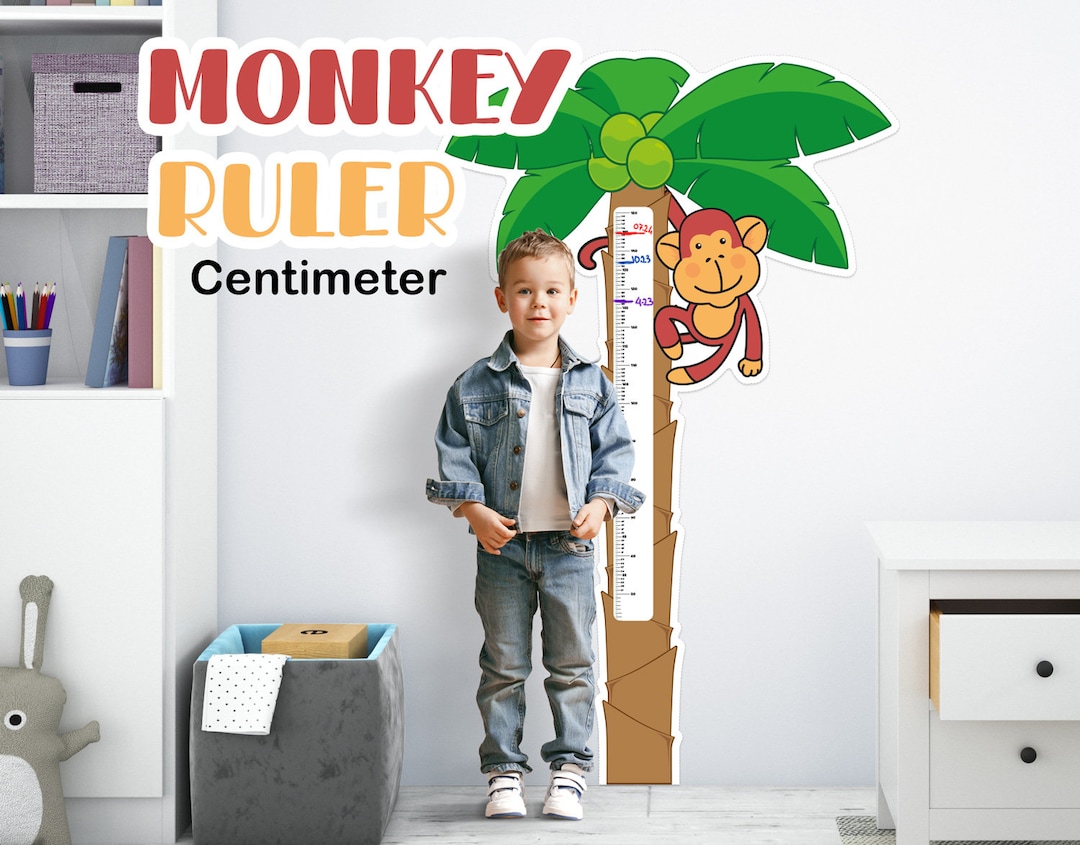 Monkey Height Chart for Kids | Printable Growth Ruler | Nursery Wall ...
