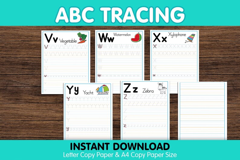 ABC Tracing Worksheets: Montessori Letters Handwriting Practice (A4 ...