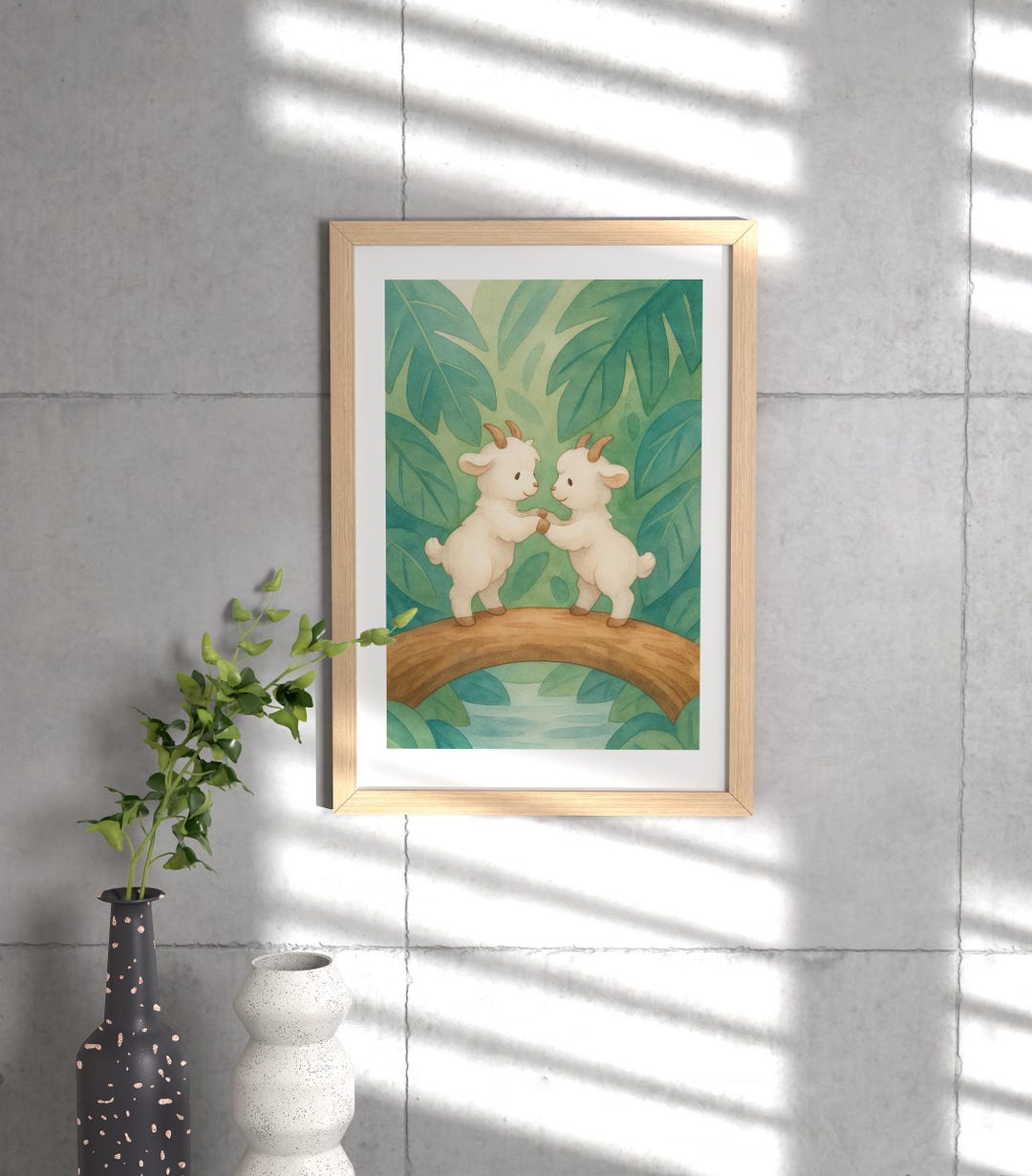 Playroom Wall Art - Two Goats: Printable Poster, Kids Room Decor ...