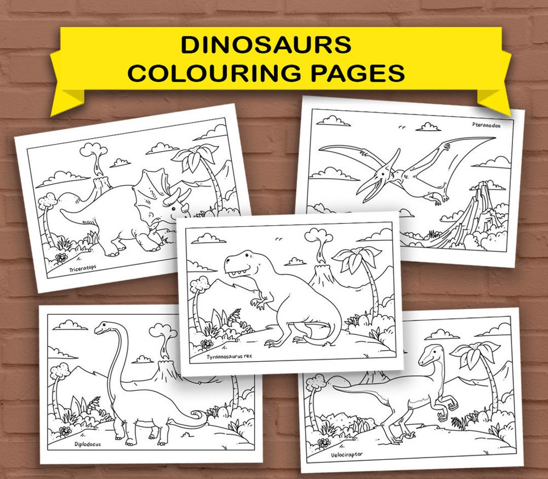 Dinosaurs Coloring Pages. Funny, Dinosaur-themed Activity Book for ...