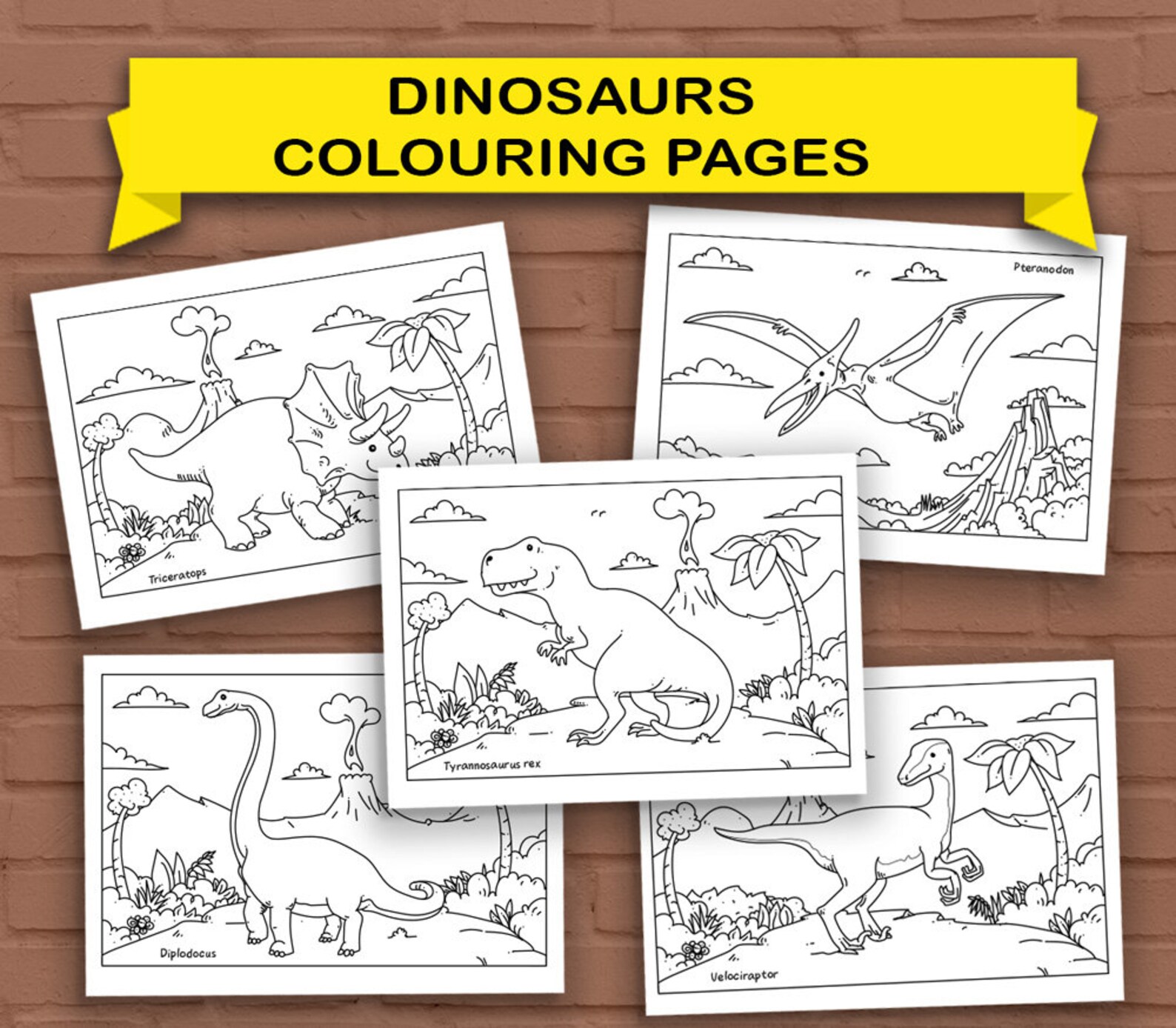 Dinosaurs Coloring Pages. Funny, Dinosaur-themed Activity Book for ...