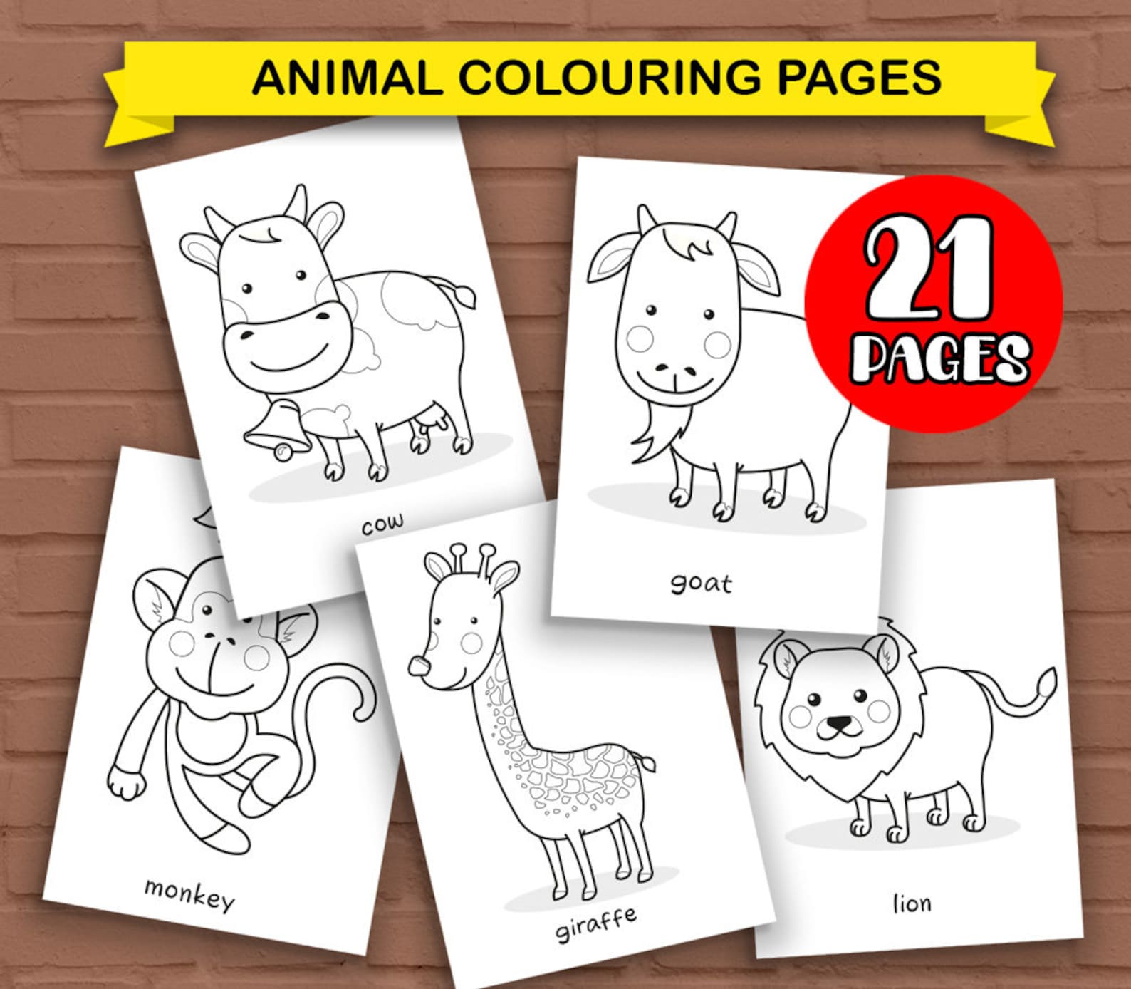 21 Animal Drawing and Coloring Pages. Funny Activity Book for Kids ...