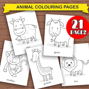 21 Animal Drawing and Coloring Pages. Funny Activity Book for Kids ...