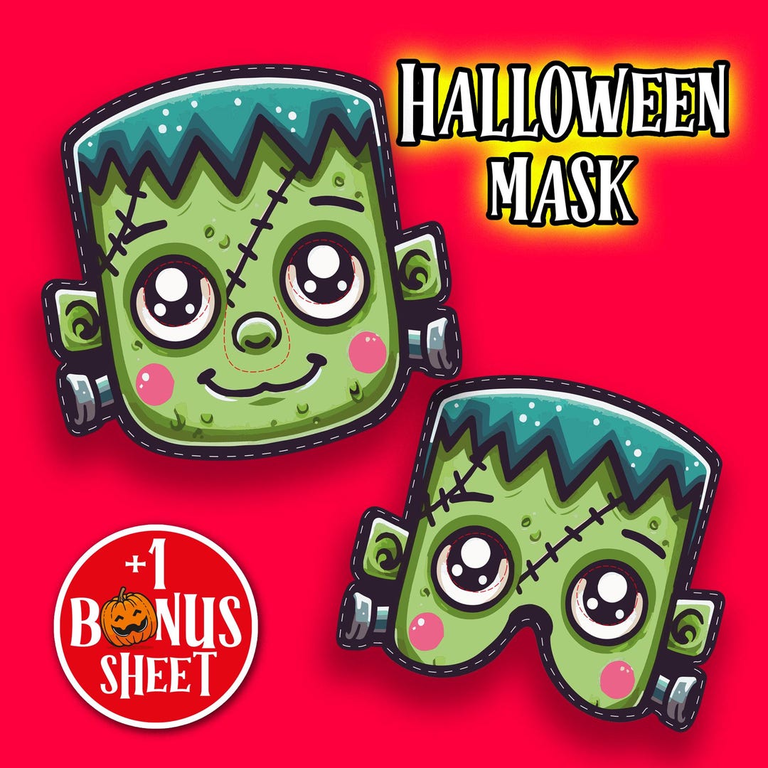 Halloween Mask for Kids. Printable Frankenstein Mask. Colorful, Fun ...
