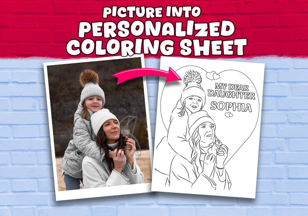 Picture Into Personalized Coloring Sheet. Coloring Page Drawing From ...