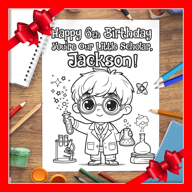 Personalized Birthday Coloring Page. Kids Name Coloring. Little Scholar ...