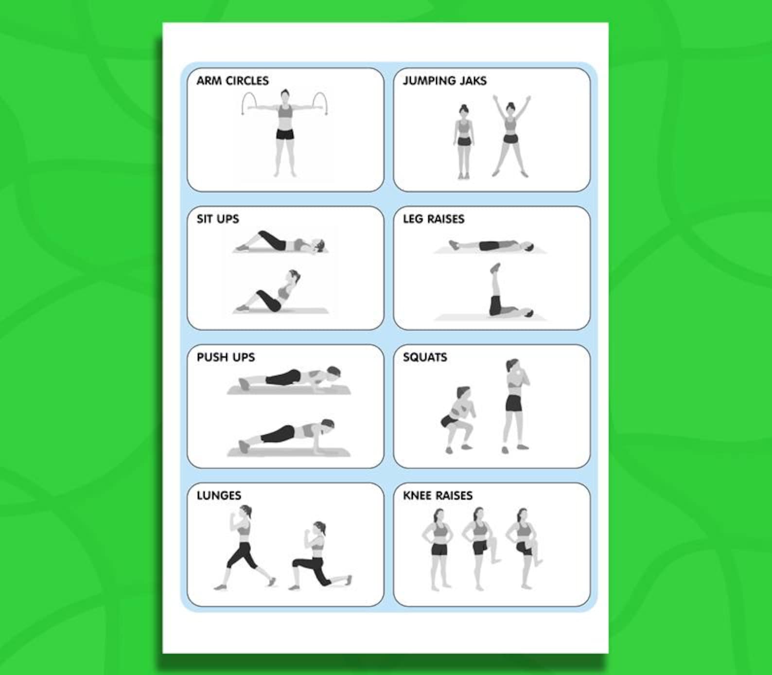 Printable Kids Exercise Chart • Custom Name Header • Weekly Fitness ...