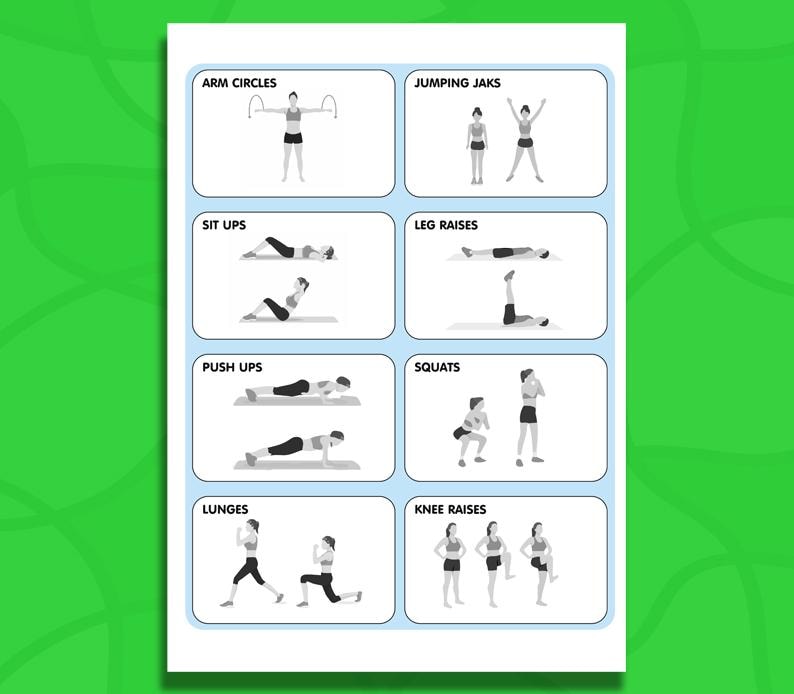 Weekly Exercise Chart for Kids. Printable at Home. Editable Planner ...