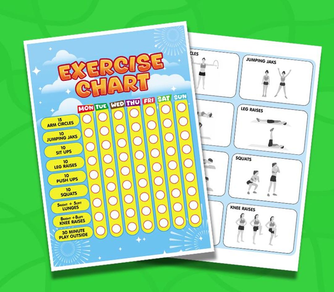 Weekly Exercise Chart for Kids. Printable at Home. Editable Planner ...