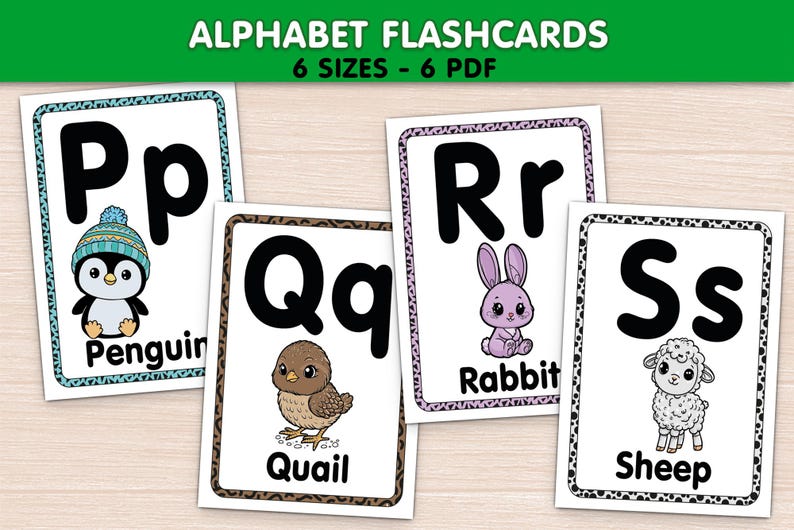Montessori Alphabet Flashcards | Baby Animals Learning Set | +26 BONUS ...