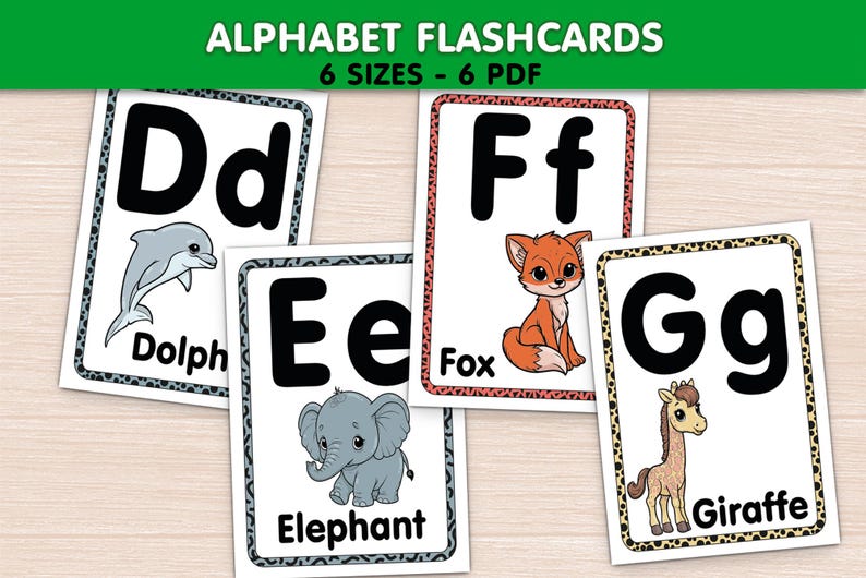 Montessori Alphabet Flashcards Baby Animals | Printable A4 + Letter ...