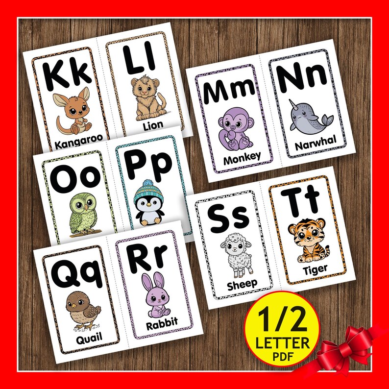 Alphabet Flashcards With Animal Babies | Printing Practice, A-Z Cards ...