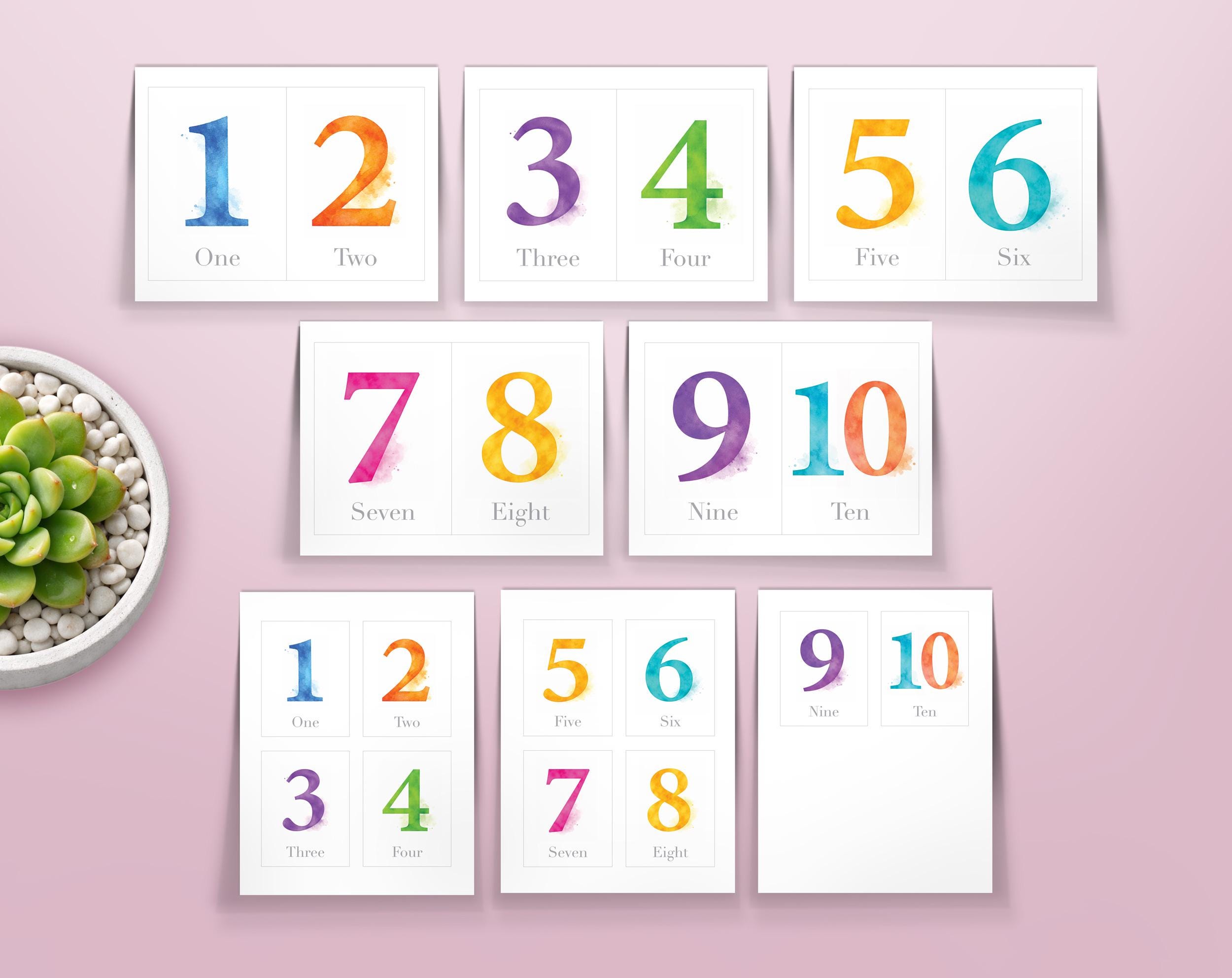 Number Flash Cards 1-10: Montessori Math Cards, Summer Schooling. - Etsy
