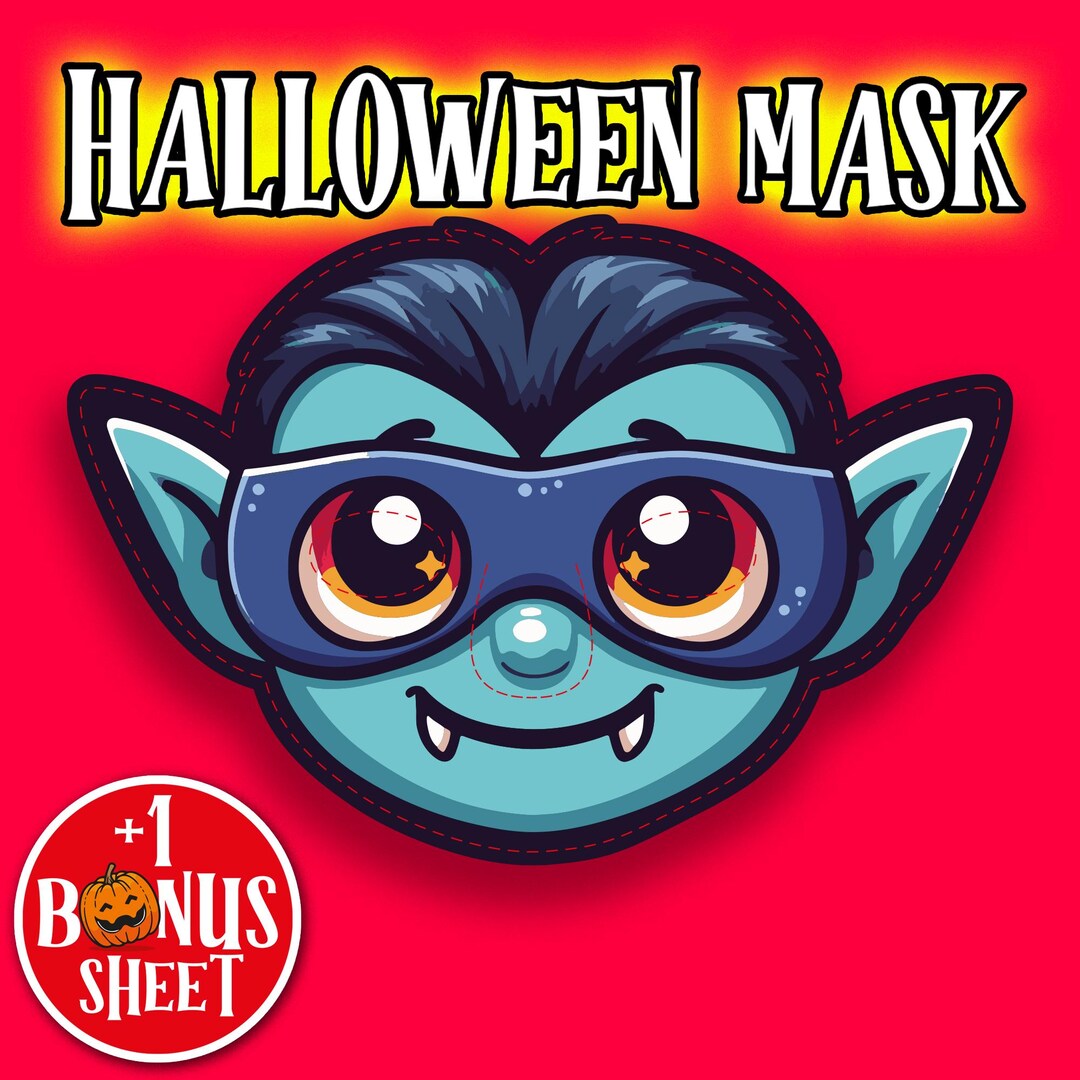 Halloween Mask for Kids. Printable Dracula Mask. Colorful, Fun ...