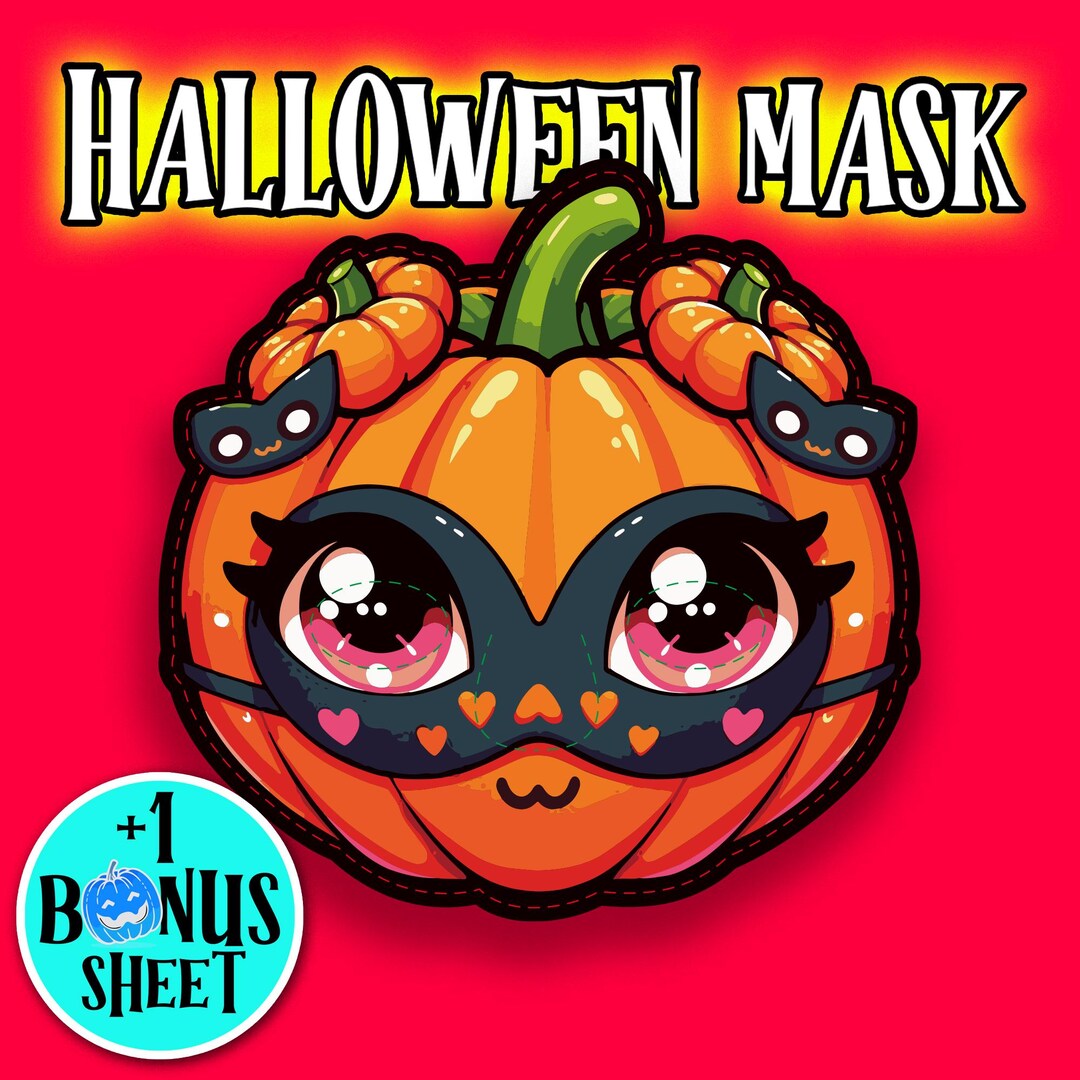 Halloween Mask for Kids. Printable Pumpkin Mask. Colorful, Fun ...