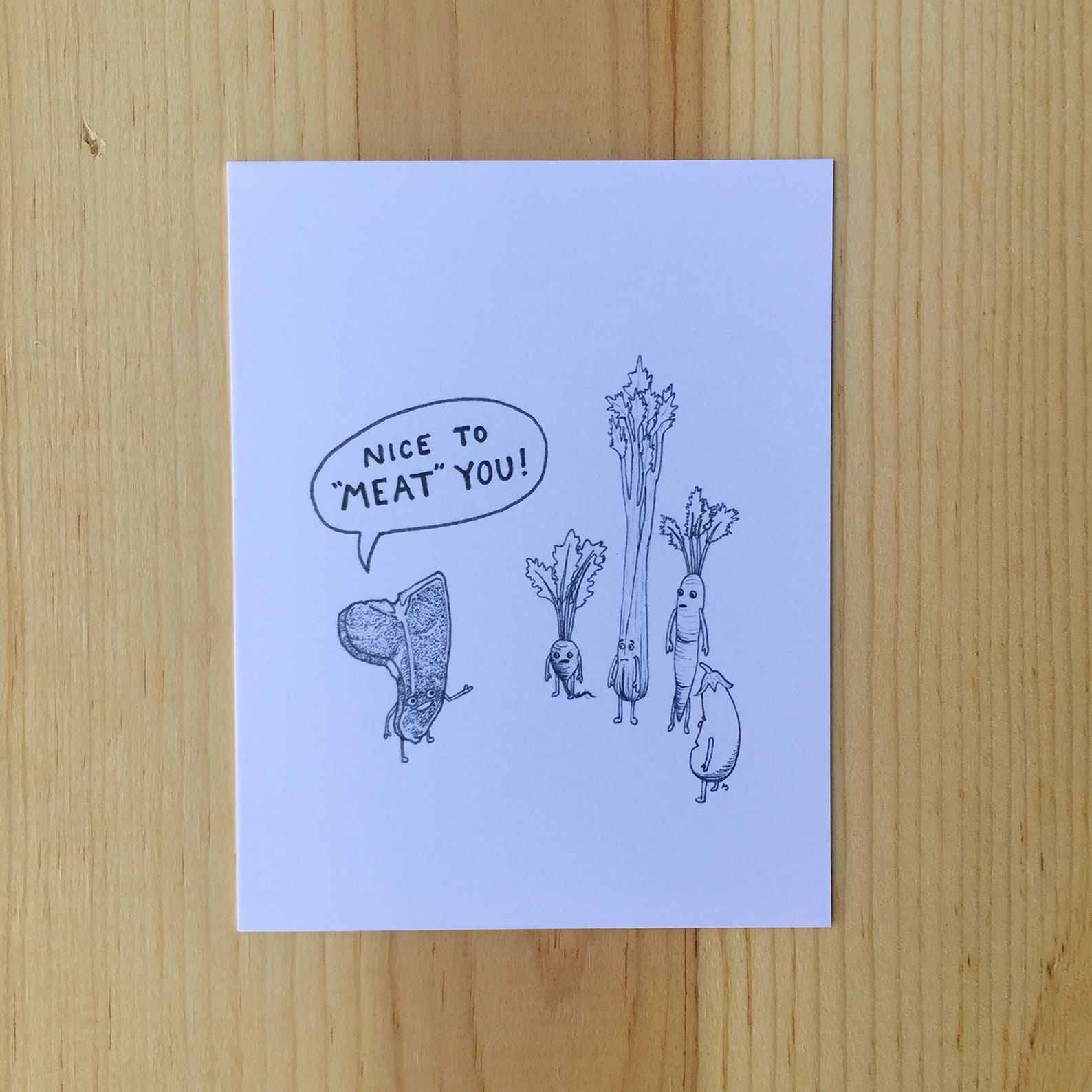 Nice to Meat You - Punny Greeting Card - Etsy