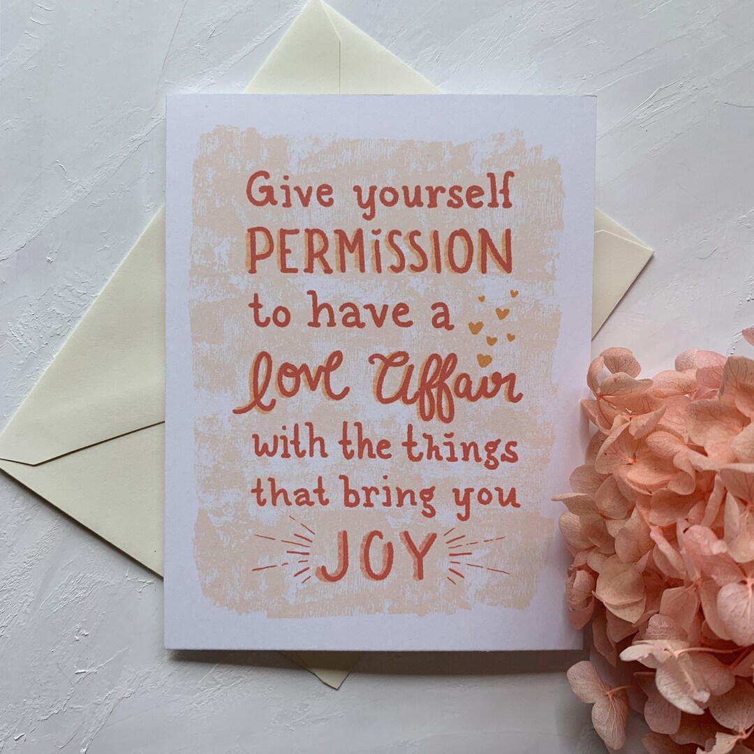 Permission for Joy - Handlettered Greeting Card - Etsy