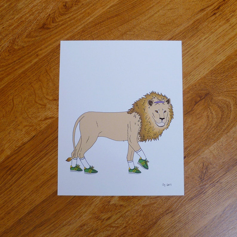 Animals on the Run Illustration - Leo - 8x10 Archival Digital Art Print ...