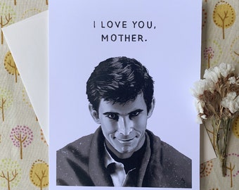 Psycho Mothers Day Card Norman Bates Motel Alfred Hitchcock Greeting