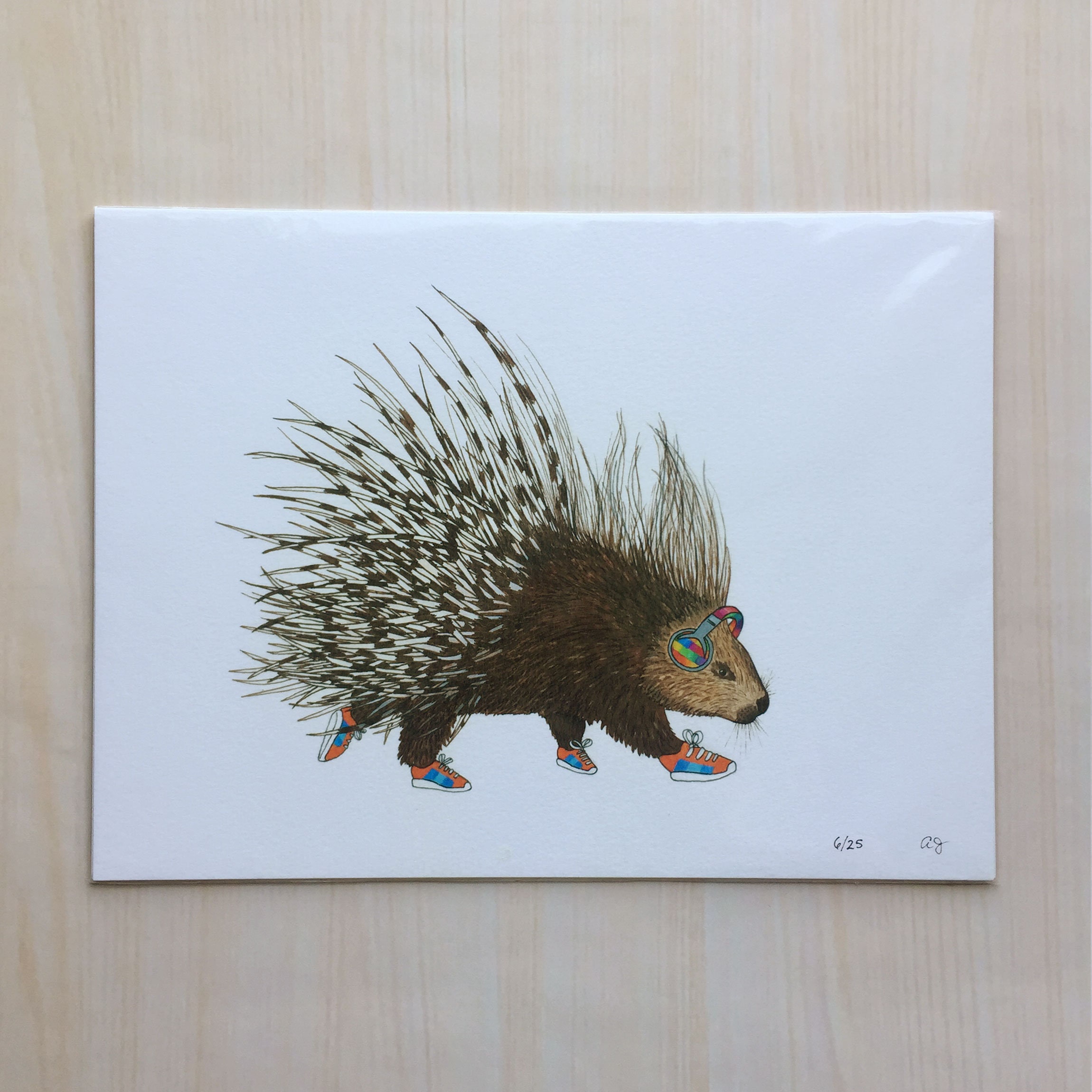 Animals on the Run Illustration - Porcupine - 9x12 Limited Edition ...