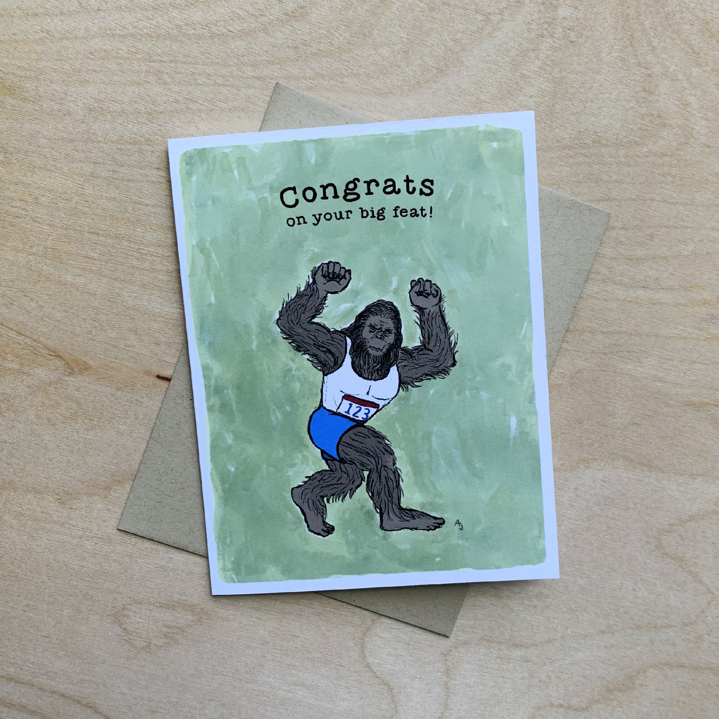Congrats Bigfoot Punny Greeting Card - Etsy